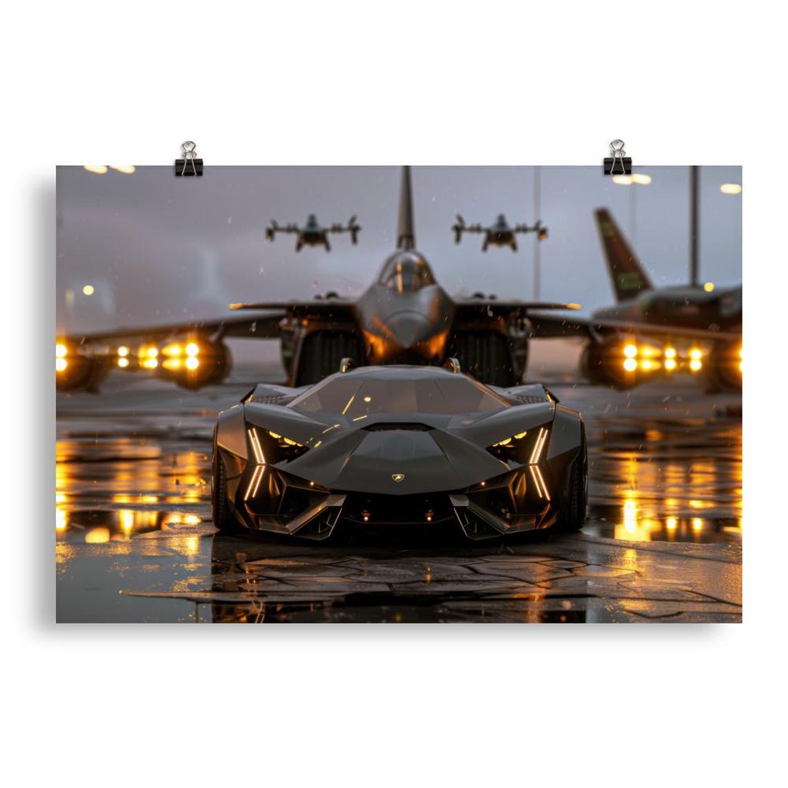 Cyberpunk Lamborghini Poster | Futuristic Fighter Jet X Lambo Concept ...