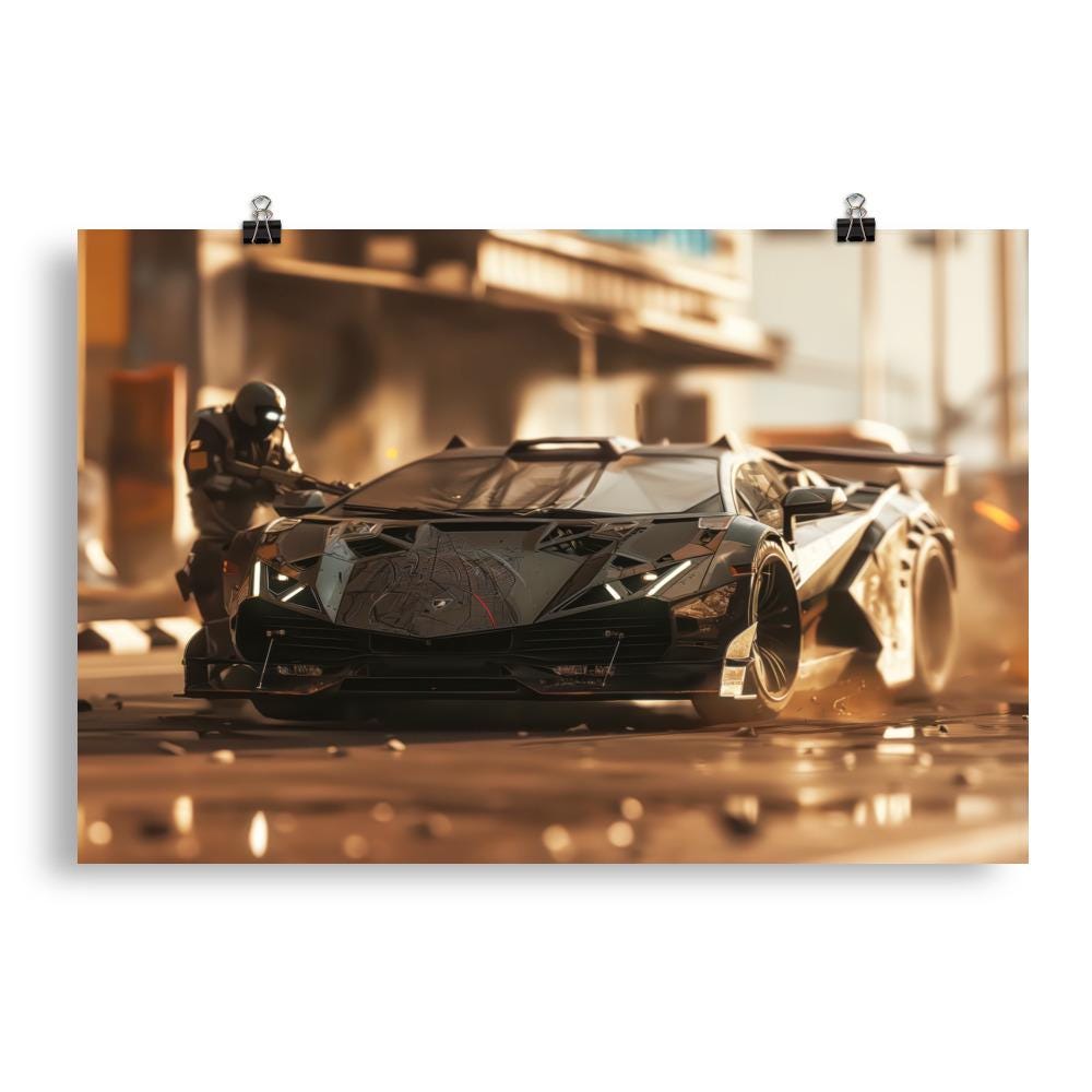 Cyberpunk Lamborghini Prints Ai Wall Art Lambo Posters 3 / 4 - Etsy