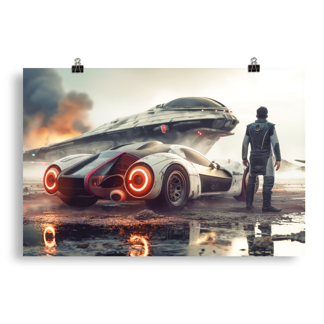 Futuristic Spaceman Poster Print Cyberpunk Ai Art - Etsy