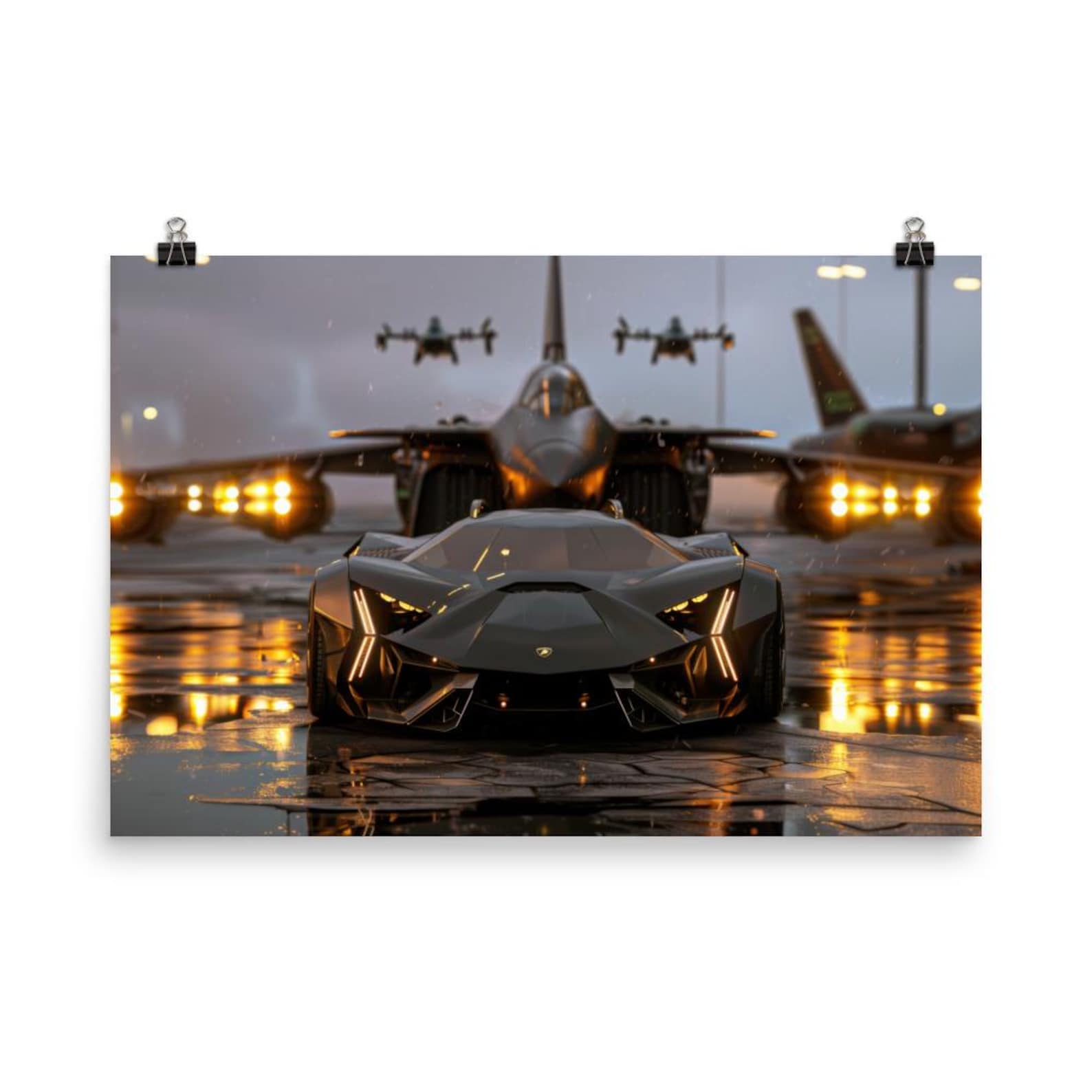 Cyberpunk Lamborghini Poster | Futuristic Fighter Jet X Lambo Concept ...