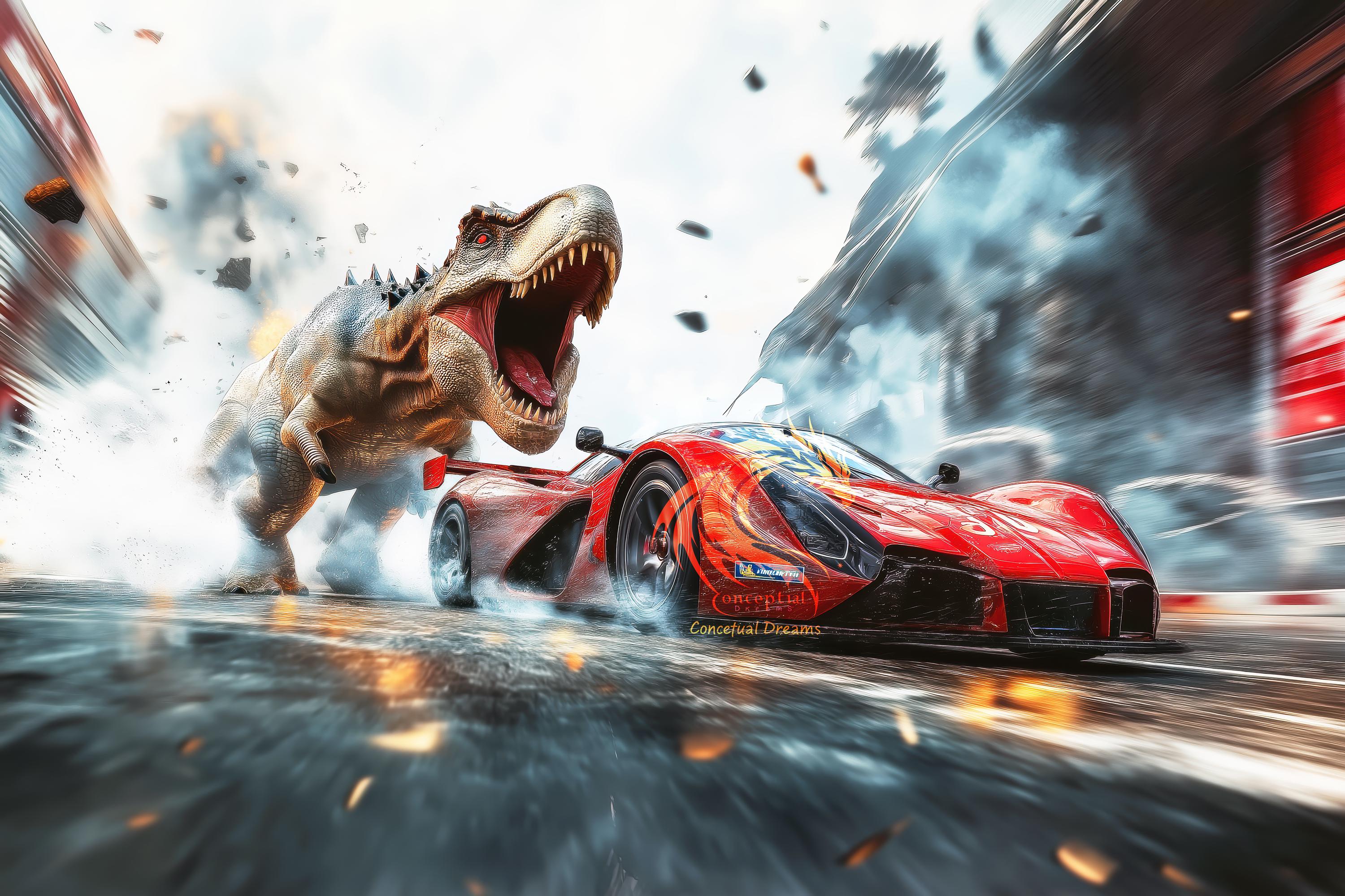 Supercar Tyrannosaurus-rex Prints Ai Wall Art Supercar Posters - Etsy