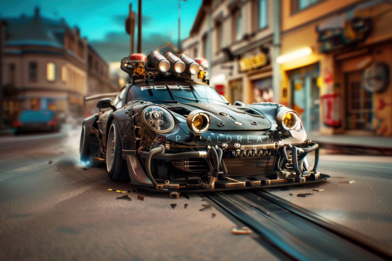 Cyberpunk Porsche Poster | Porsche 911 GT3 Wall Art Prints | Ai ...
