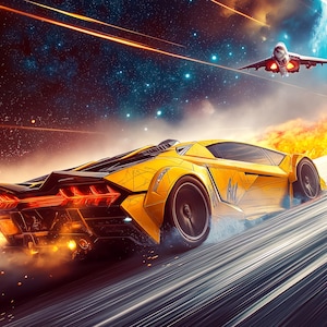 Racing in Space | Epic Lamborghini Art | 4K High-resolution | Digital ...