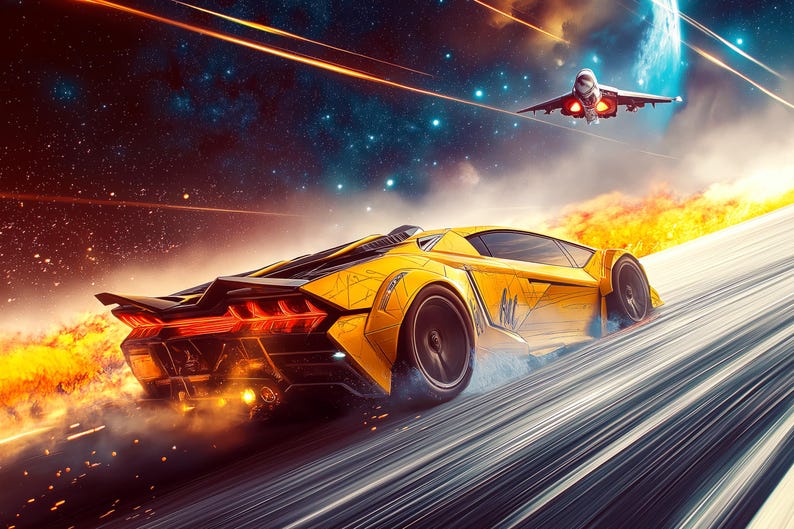 Racing in Space | Epic Lamborghini Art | 4K High-resolution | Digital ...