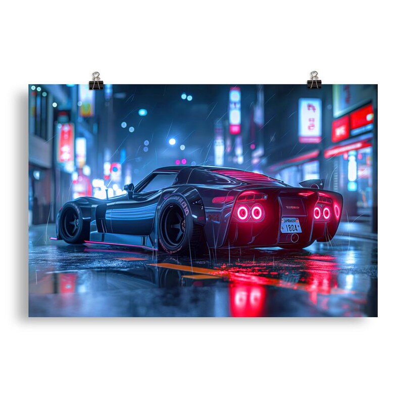Cyberpunk Corvette - Poster Prints - Ai Wall Art - Etsy