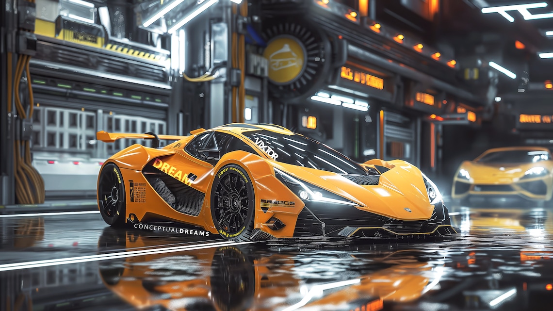 Ai Lamborghini · Cyberpunk Ai Art · Futuristic Concept Car · Conceptual ...