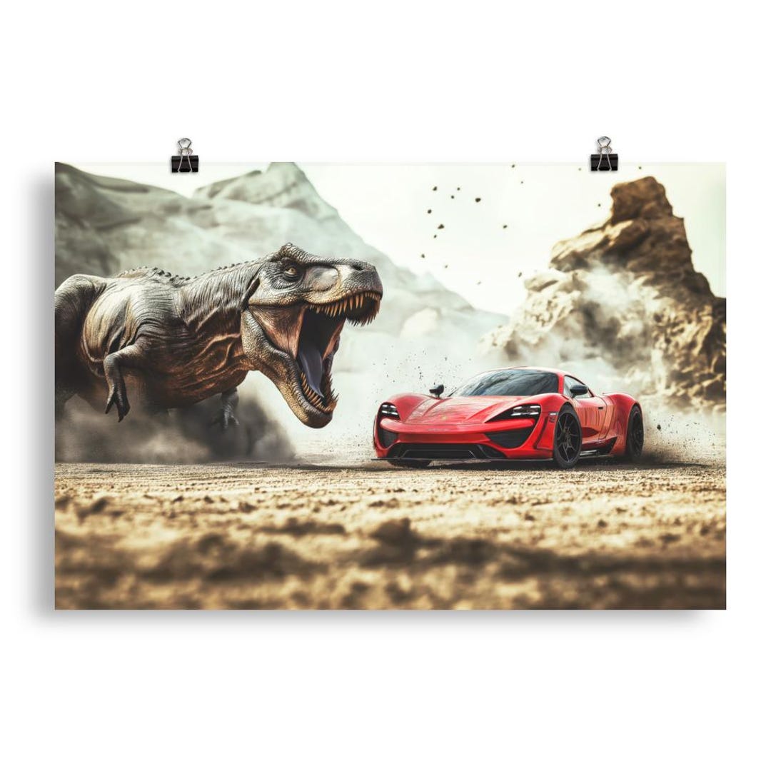 Tyrannosaurus-rex Posters Supercar Prints Ai Wall Art Mclaren Porsche ...