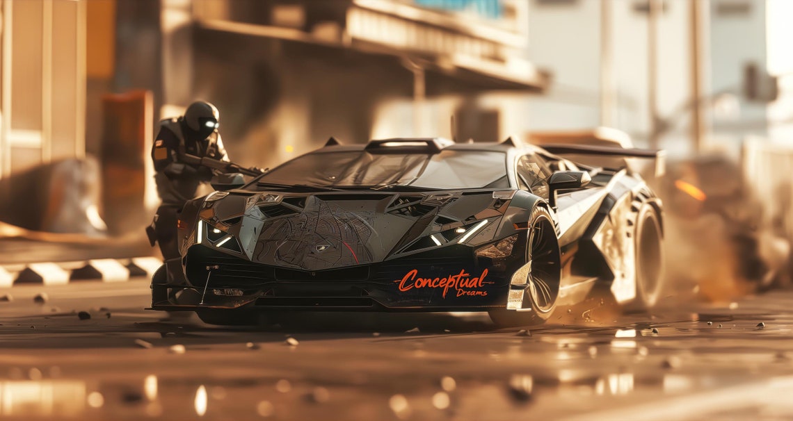 Cyberpunk Lamborghini Prints Ai Wall Art Lambo Posters 3 / 4 - Etsy