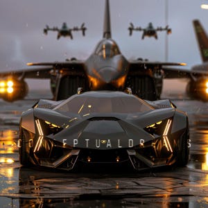 Cyberpunk Lamborghini Poster | Futuristic Fighter Jet X Lambo Concept ...