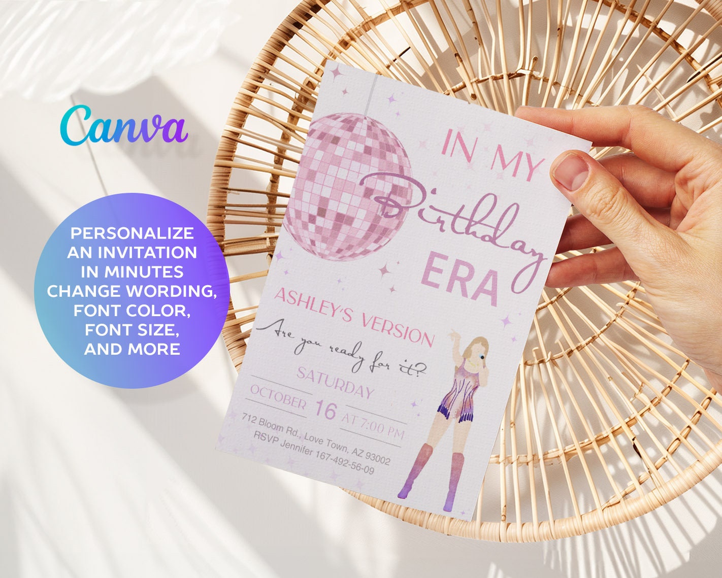 The Eras Tour Birthday Party, Printable Taylor Swift Birthday Invite ...