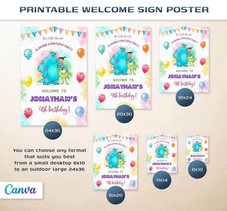 Monster Inc Printable Welcome Sign Template, Monsters University ...