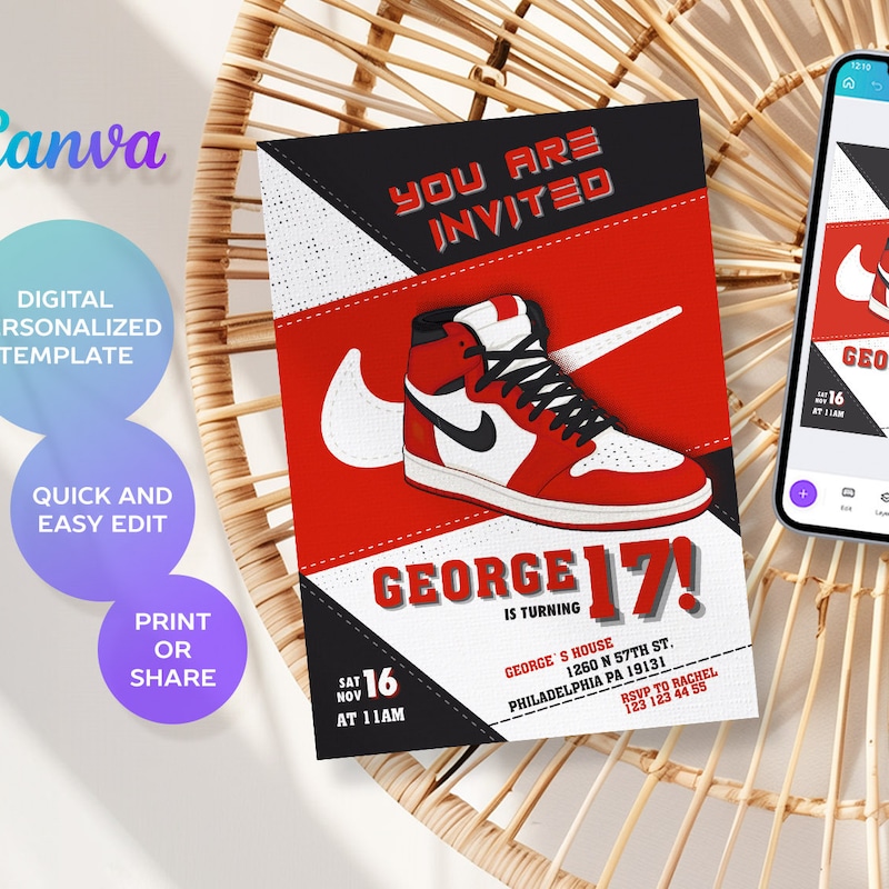 Sneaker Invitation - Etsy
