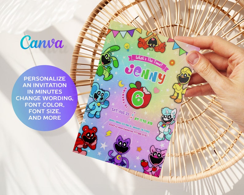 Printable Smiling Critters Invitation, Smiling Critters Party, Editable ...