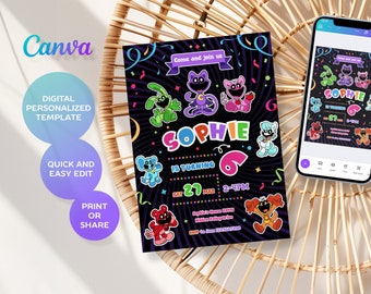 Printable Smiling Critters Invitation, Smiling Critters Party, Editable ...