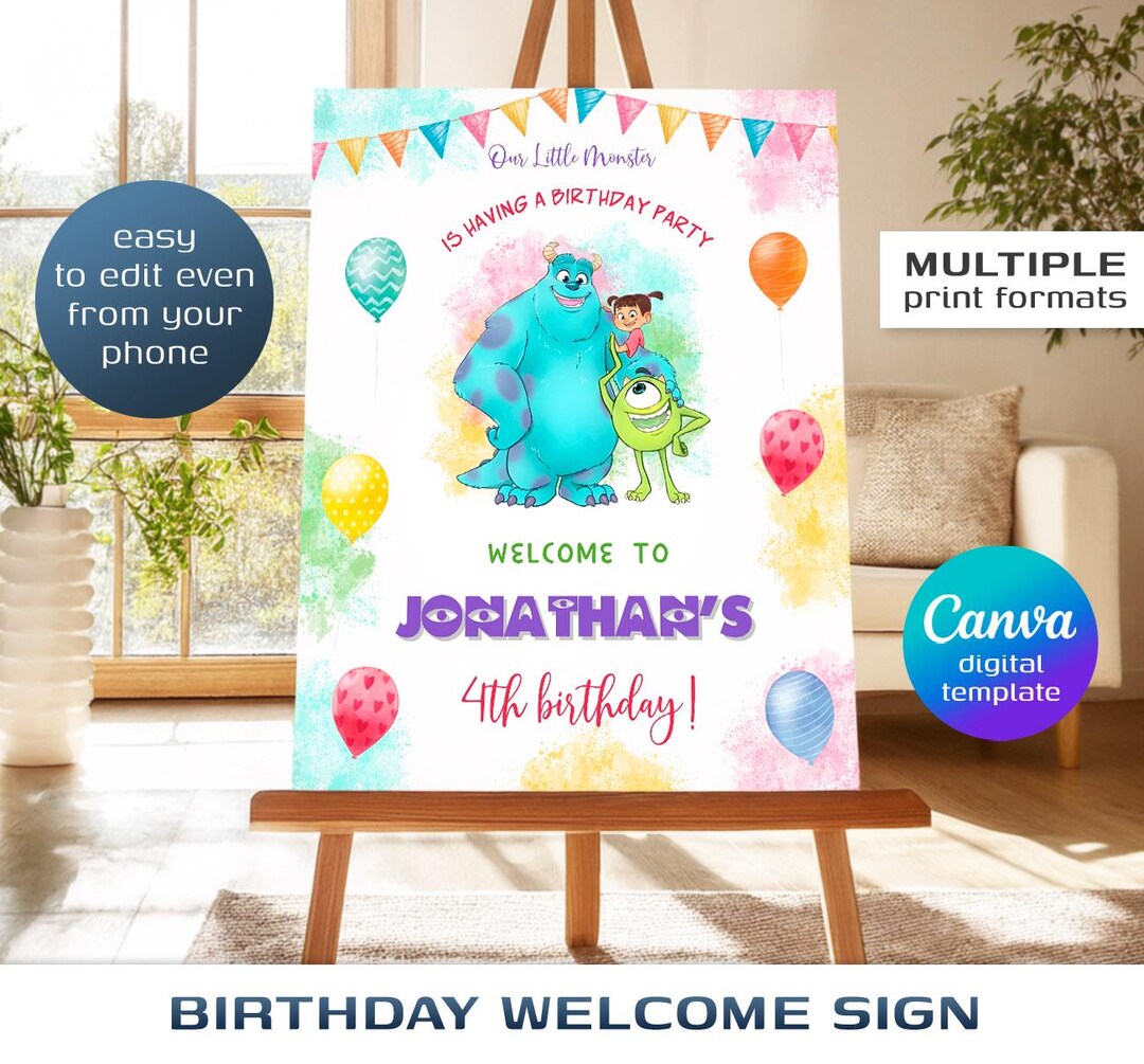 Monster Inc Printable Welcome Sign Template, Monsters University ...