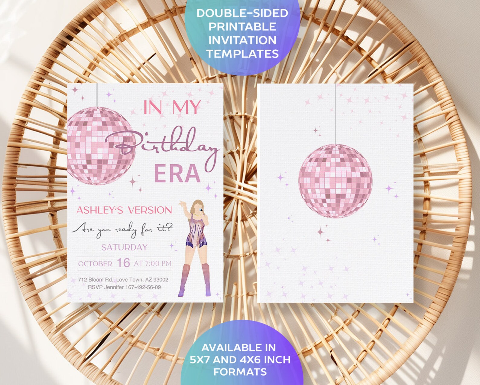 The Eras Tour Birthday Party, Printable Taylor Swift Birthday Invite ...