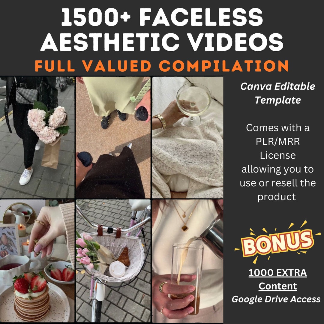 1500 Faceless Aesthetic Video Collection Canva Editable Templates Full ...