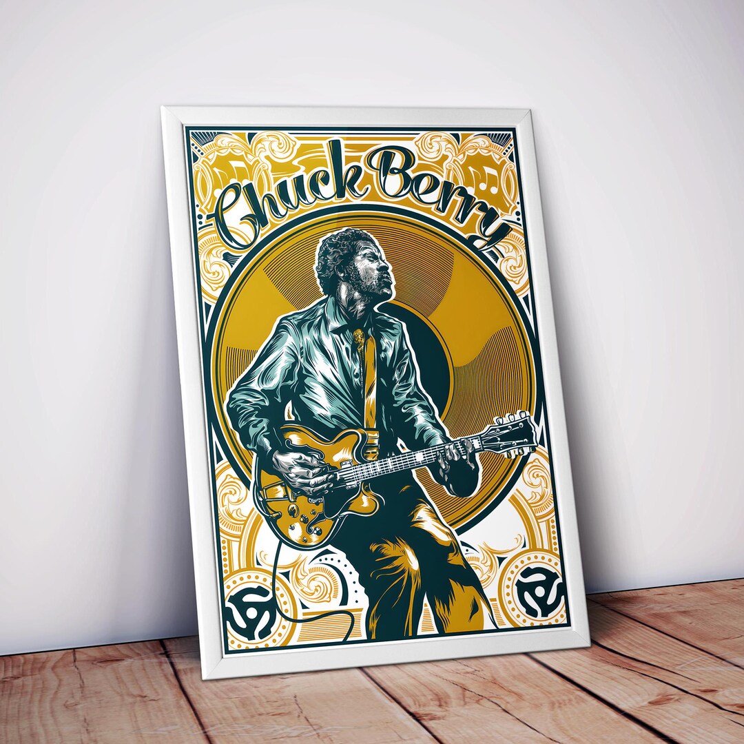 Chuck Berry Poster, Rock & Roll Poster, Vintage Poster, Illustration ...