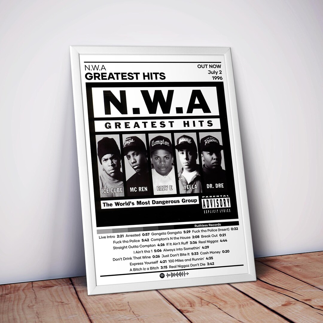 N.W.A Greatest Hits Poster, 4 Colors, Hip Hop Poster, High Quality ...