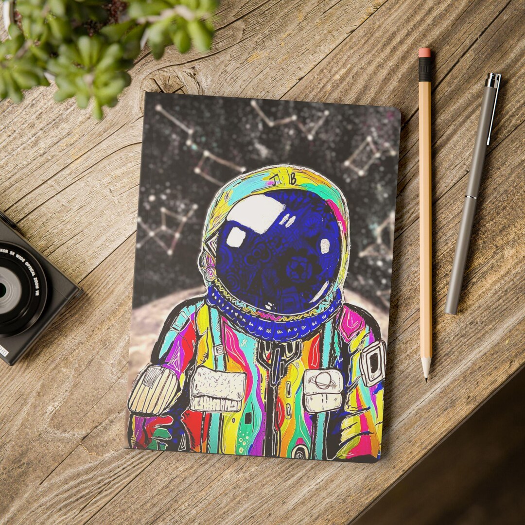 Neon Astronaut Softcover Journal/ Notepad With Stars. Space Journal for ...
