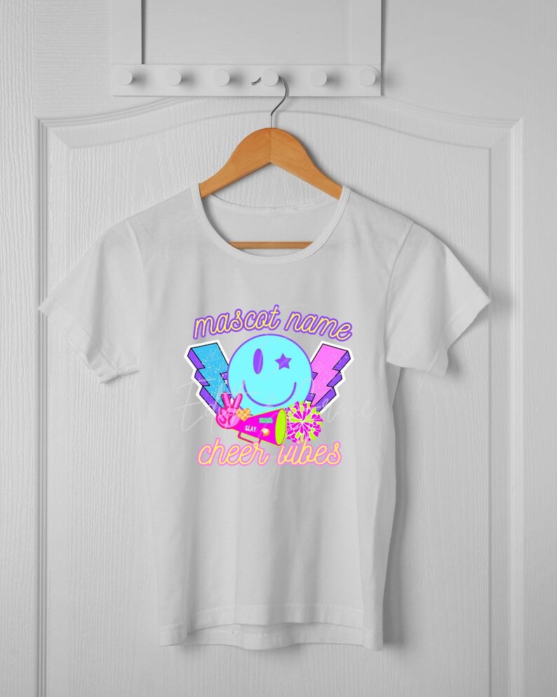 CUSTOM Cheer Vibes Mascot PNG Neon Cheer Shirt Design, Dtf, Sublimation ...