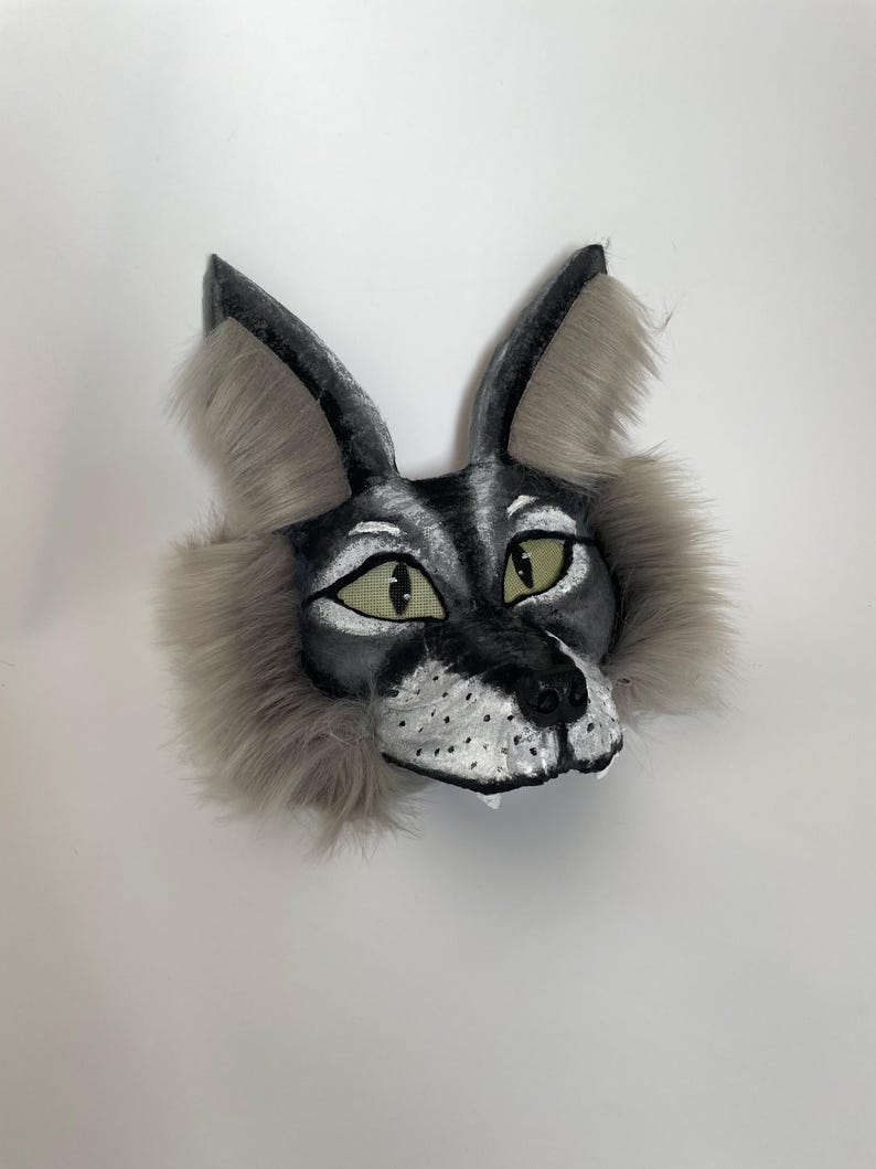 Therian Wolf Mask | Realistic Half Face Cosplay Mask | Faux Fur Wolf ...