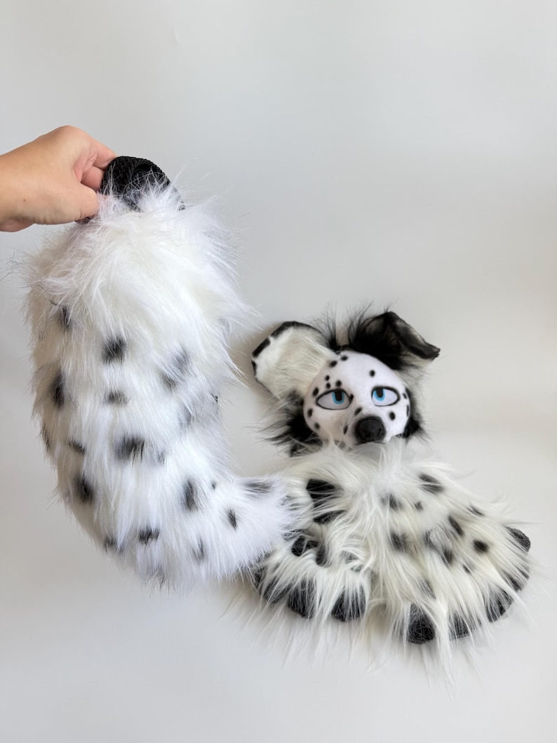 Handmade Dalmatian Furry Cosplay Set | Dog Mask Tail Paws - Etsy