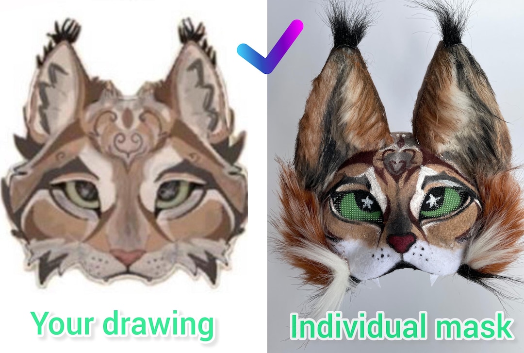 Individual Therian Mask | Customization Available | Cat Dog Fox Design ...