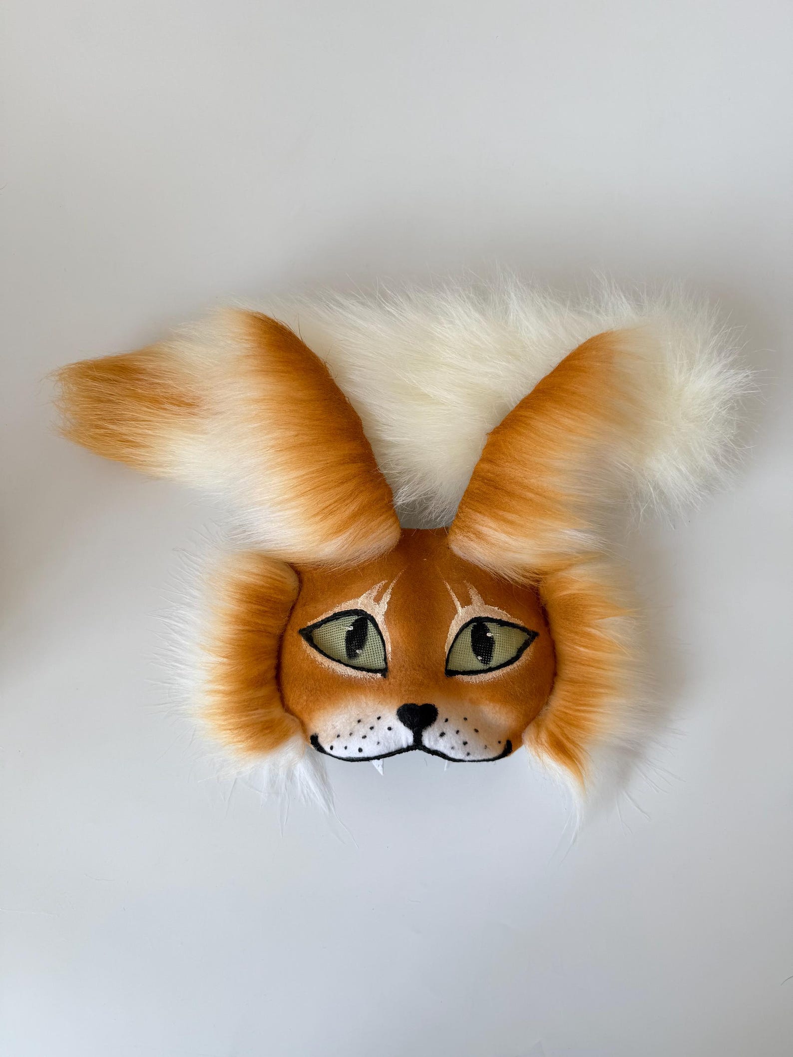Fluffy Therian Cat Mask for Girls | Half Face Realistic Yellow Orange ...