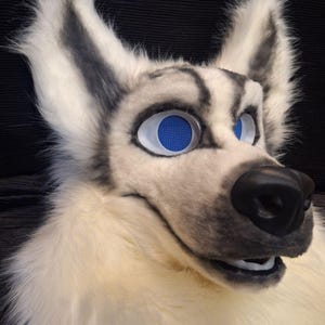 White Gray Husky Fursuit Dog Mask | Realistic Animal Cosplay Head ...