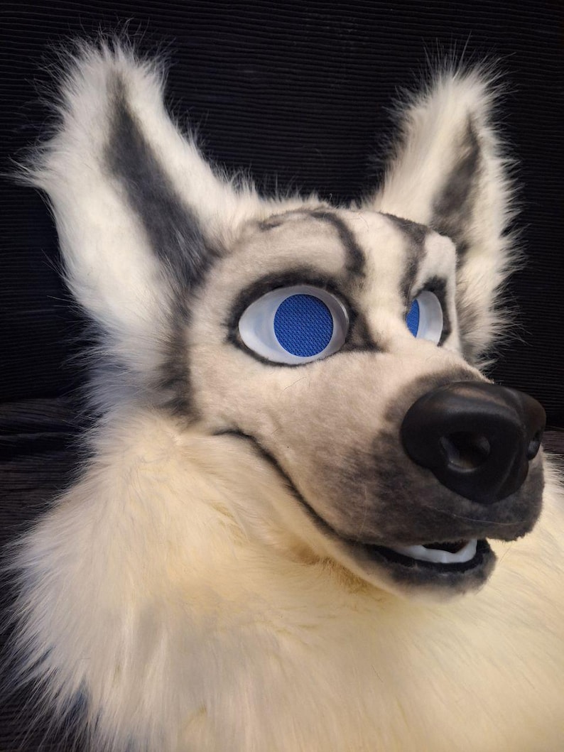 White Gray Husky Fursuit Dog Mask | Realistic Animal Cosplay Head ...