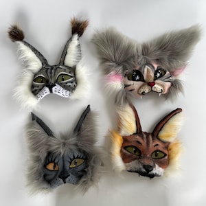 Gray Brown Cat Mask Therian Gear Jumping Cat Fursuit Masquerade Cosplay ...