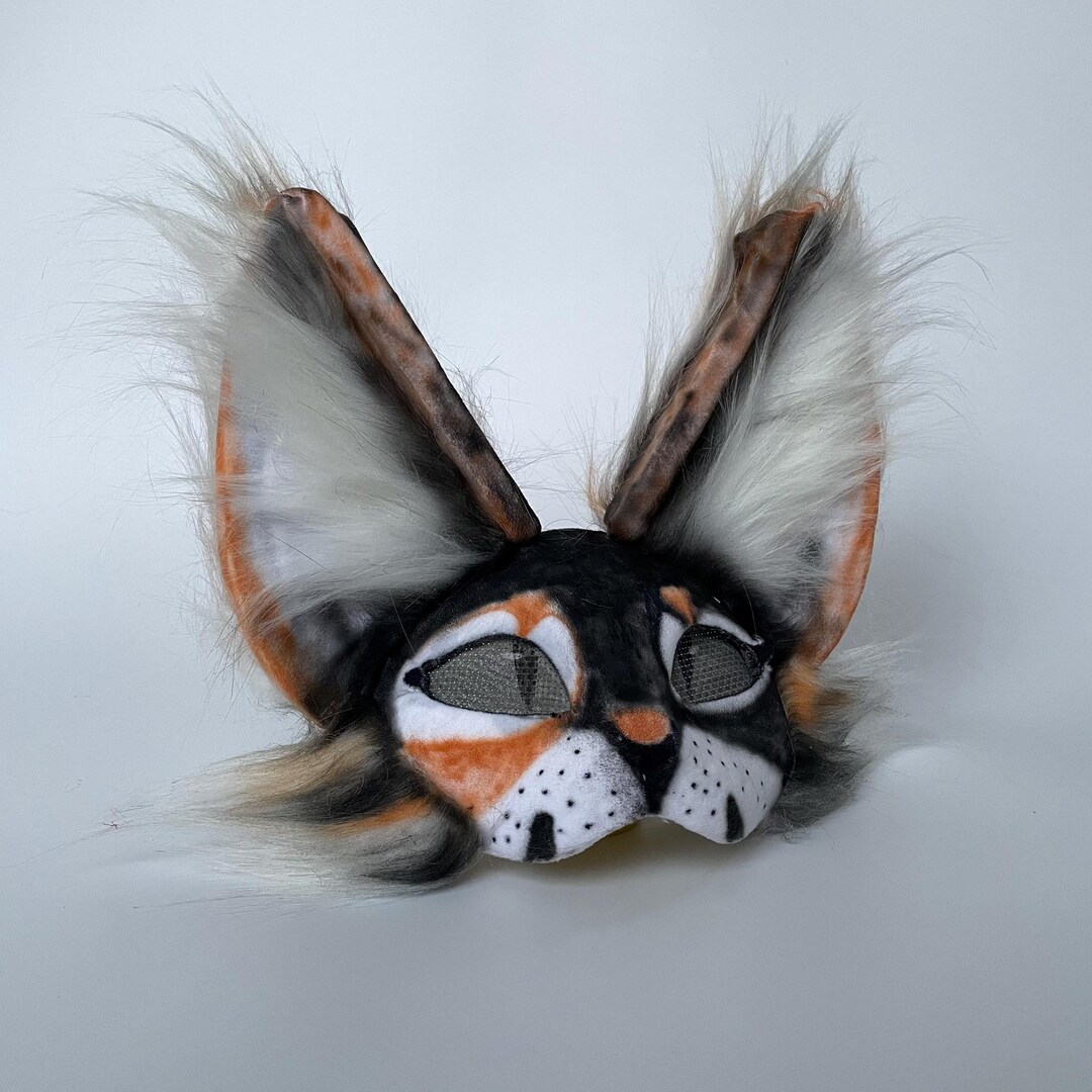 Premium Therian Cat Mask Set | Soft Fluffy Gray White Orange Design ...
