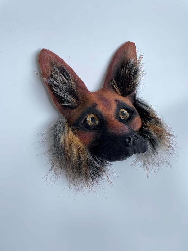 Realistic German Shepherd Dog Mask | Black and Brown Handmade Fursuit ...