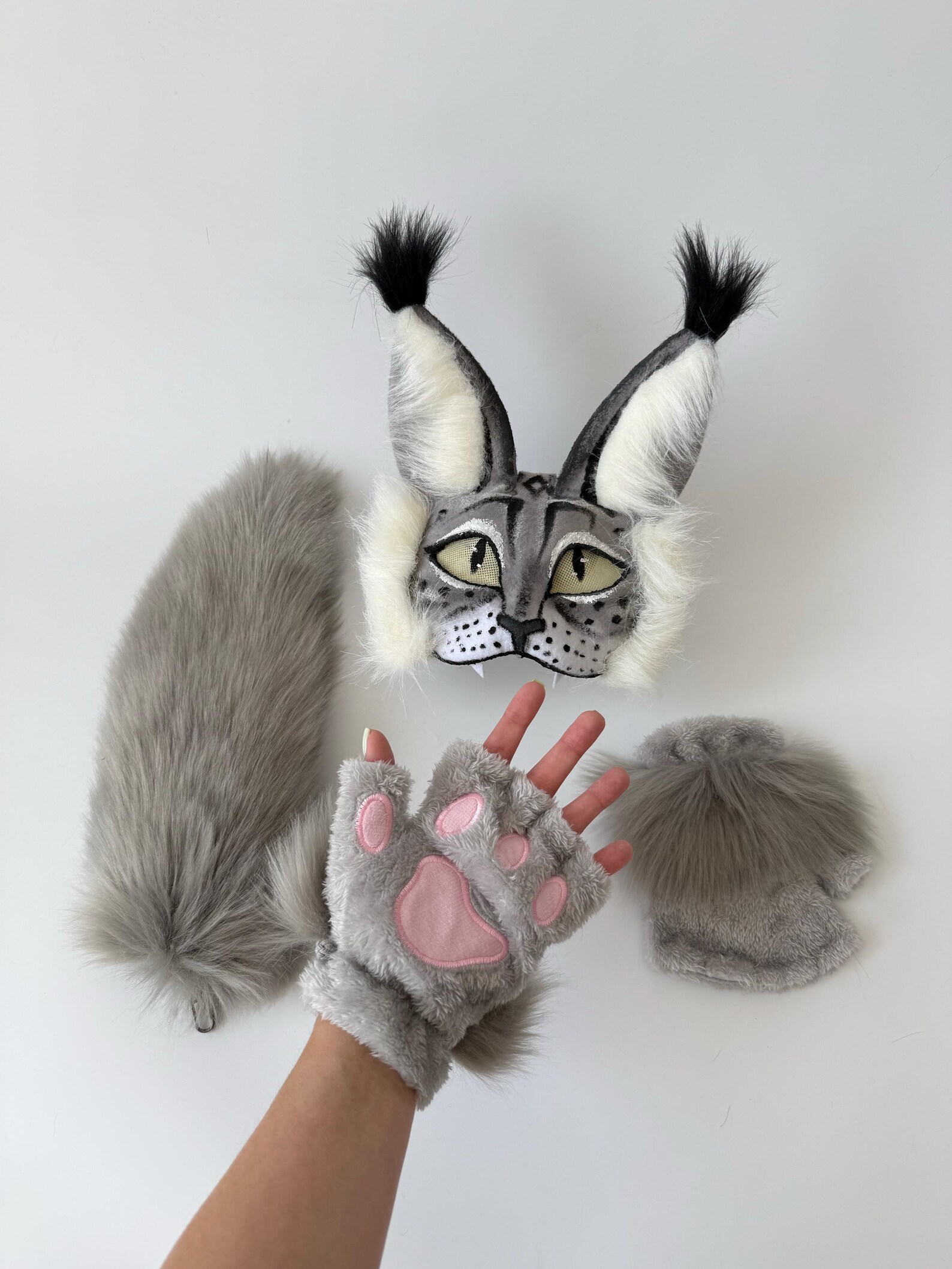 Therian Cat Mask | White and Gray | Handmade Cosplay for Masquerades ...