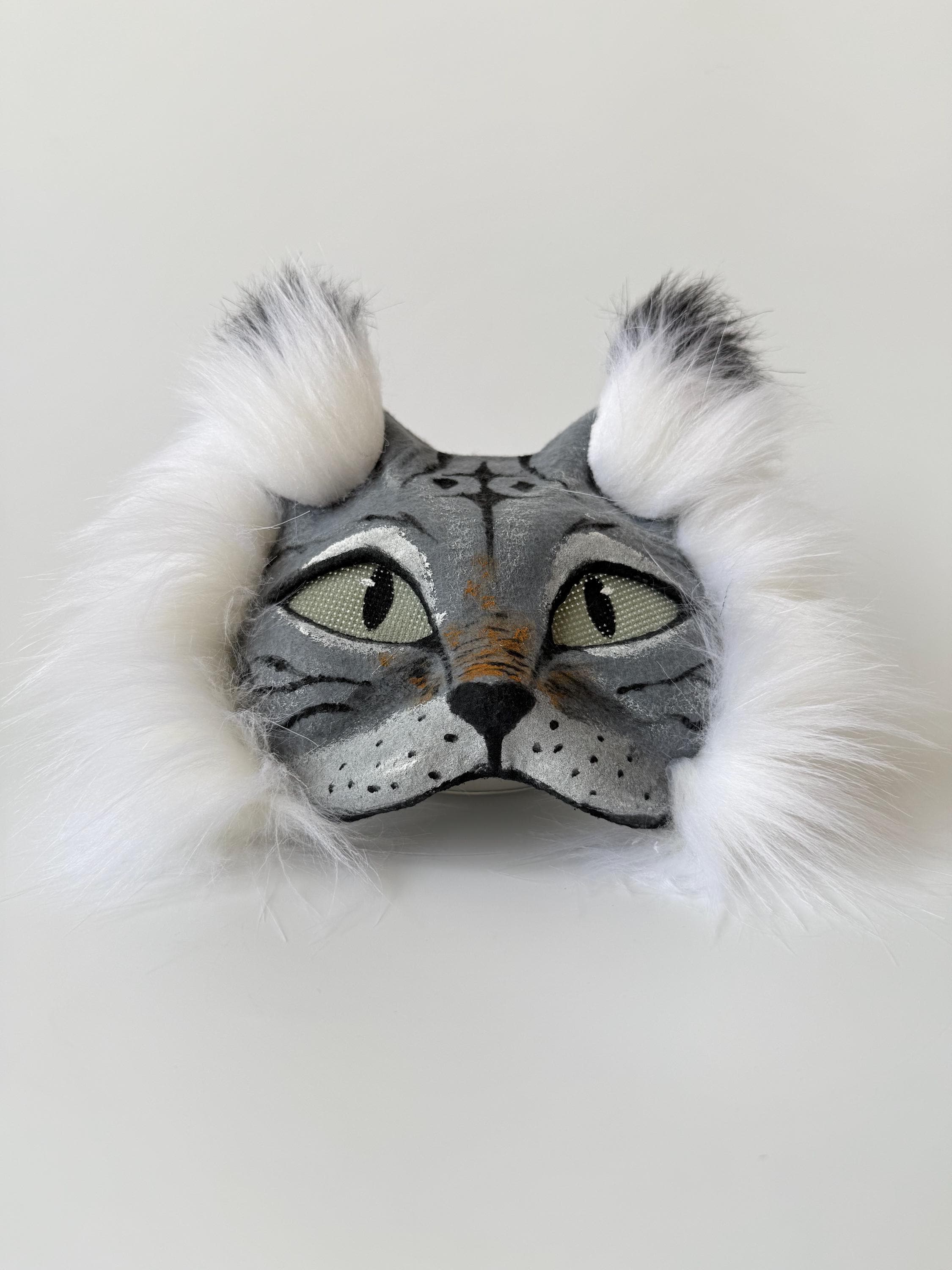 Therian Cat Mask | White Gray Design | Handmade Accessory | Perfect for ...