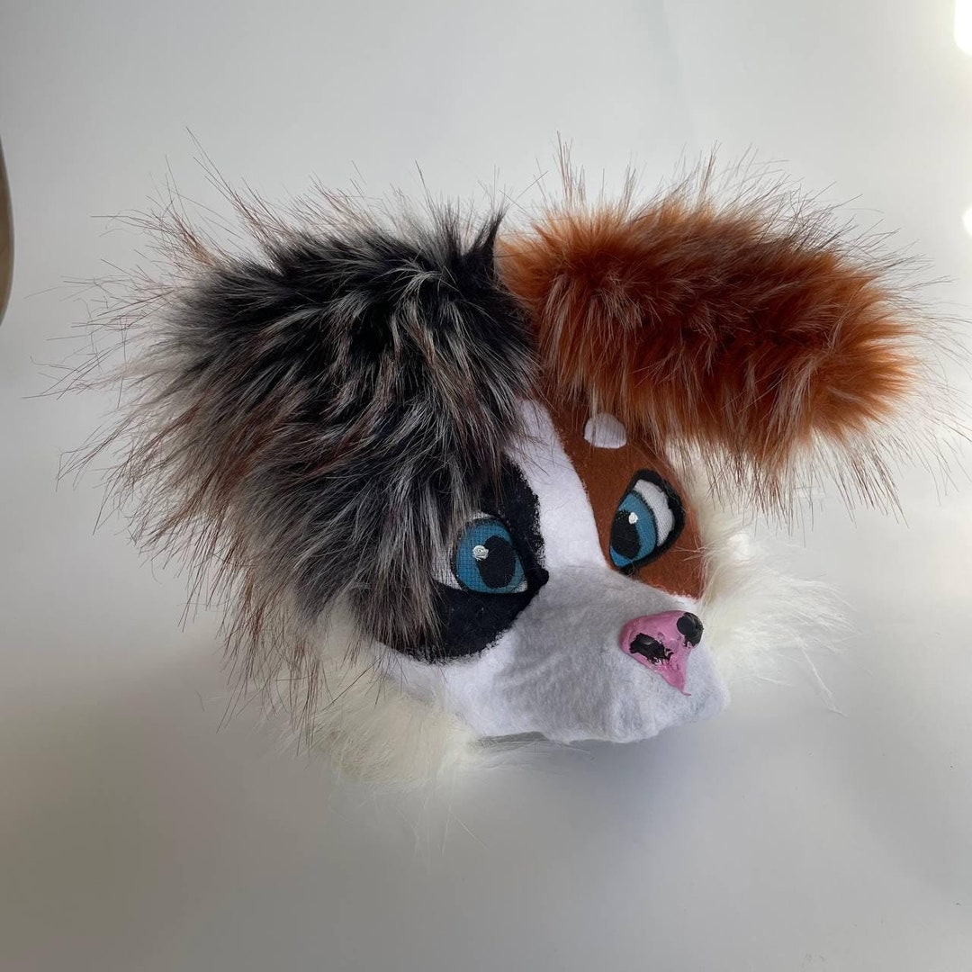 Realistic Therian Dog Mask | Black Brown White Handmade Fluffy Mask ...