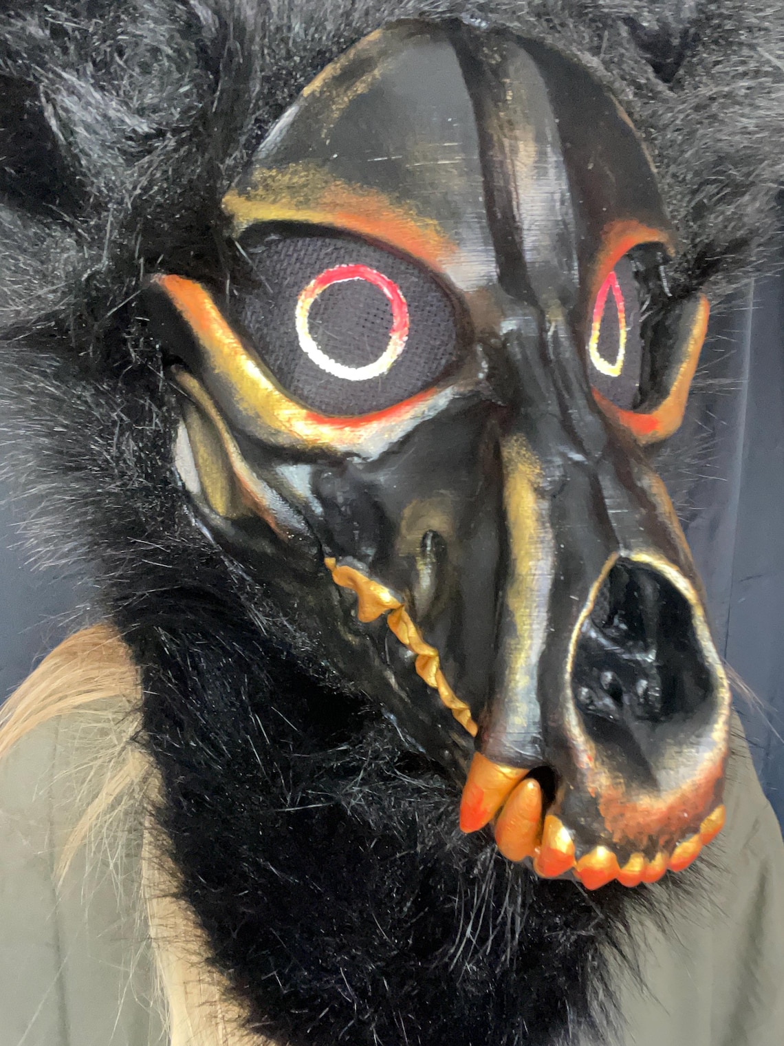 Black Wolf Fursuit Mask Skulldog Design Realistic Look Handmade Furry ...
