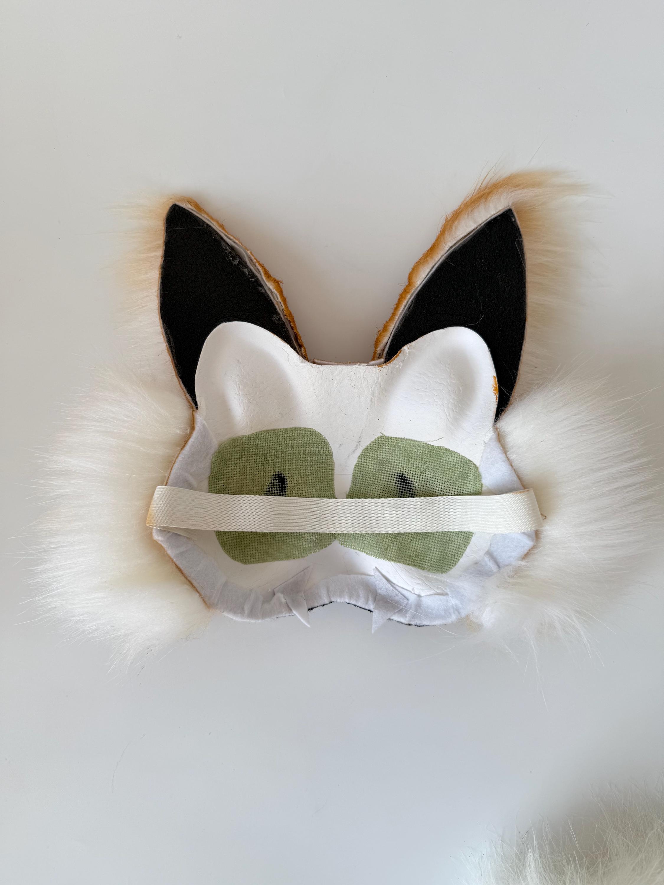Fluffy Therian Cat Mask for Girls | Half Face Realistic Yellow Orange ...