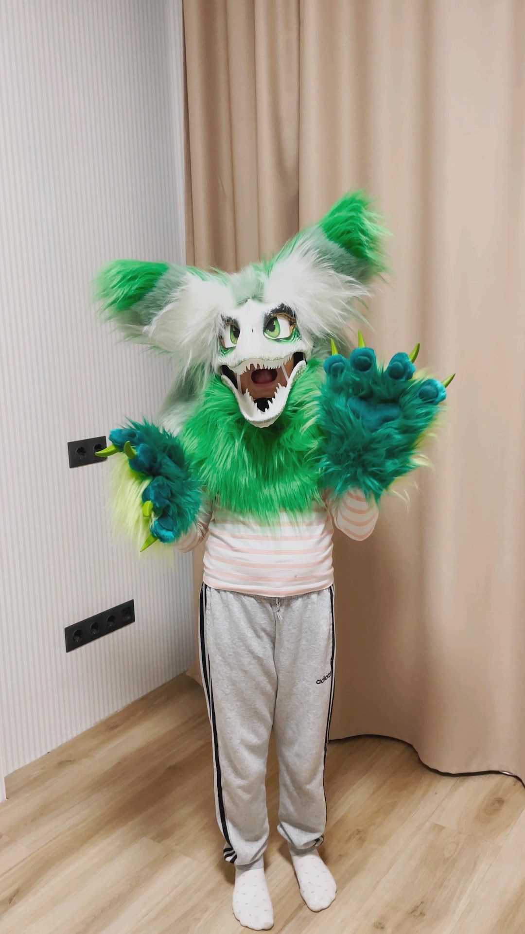 Crocodile Fursuit Head Premade Mask With Moving Jaw Faux Fur Raptor ...