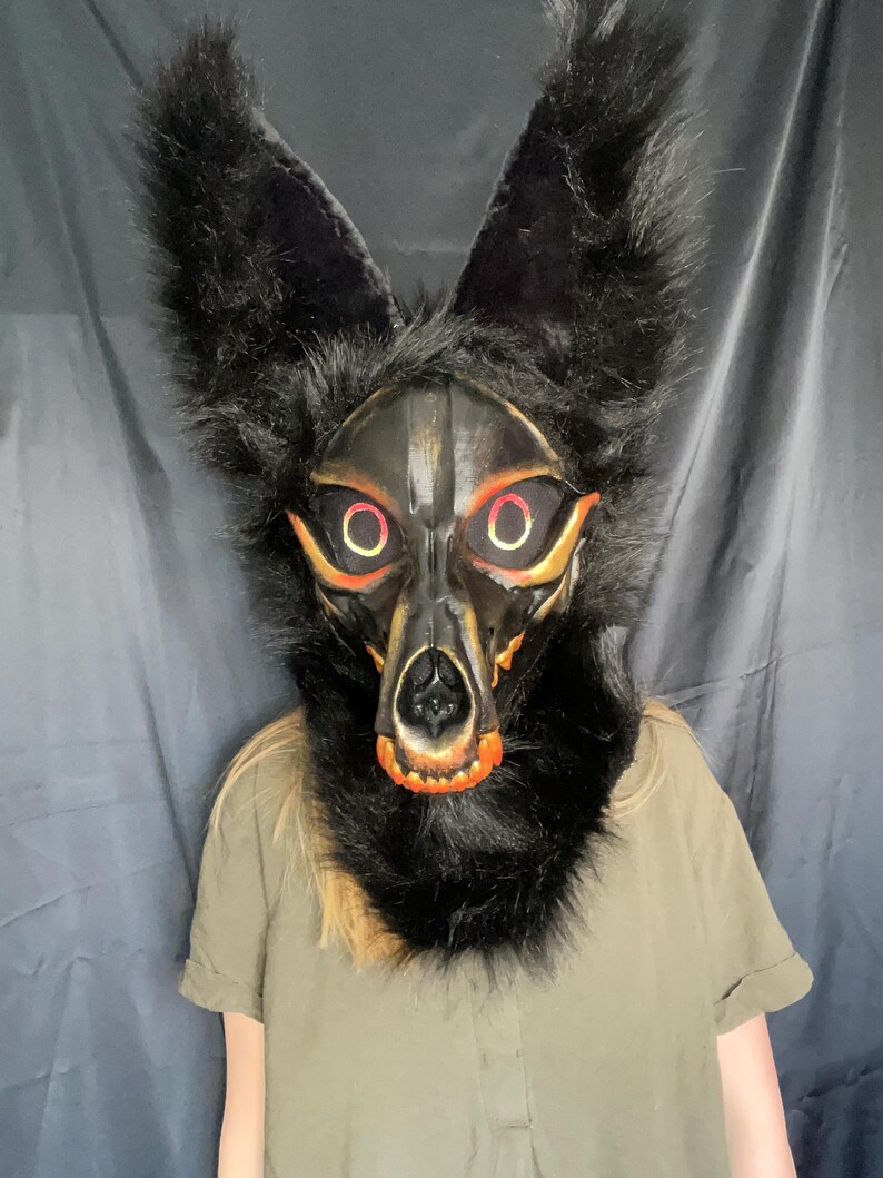 Black Wolf Fursuit Mask Skulldog Design Realistic Look Handmade Furry ...