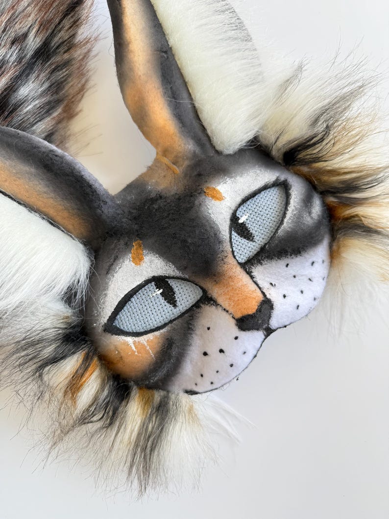Therian Lynx Mask With Long Ears and Fluffy Tail | Handmade Feline ...