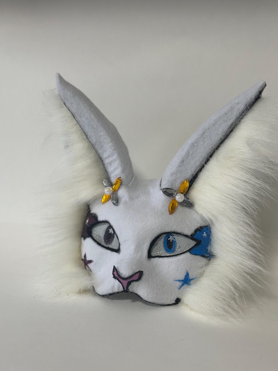 Snowwhite Therian Cat Mask | Handmade Alterhuman Gear | Soft White ...