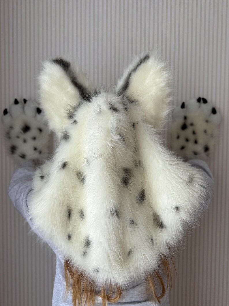 Snow Leopard Mask | Partial Fursuit | Wild Cat Theriotype | Black White ...