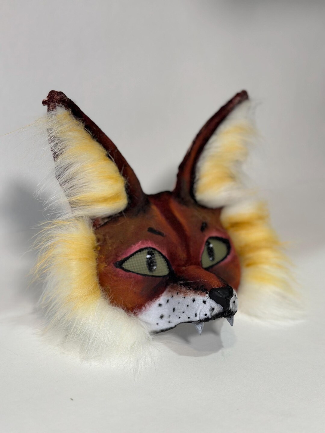 Fire Fox Therian Mask Handmade Orange Yellow Fox Cosplay Mask Faux Fur ...