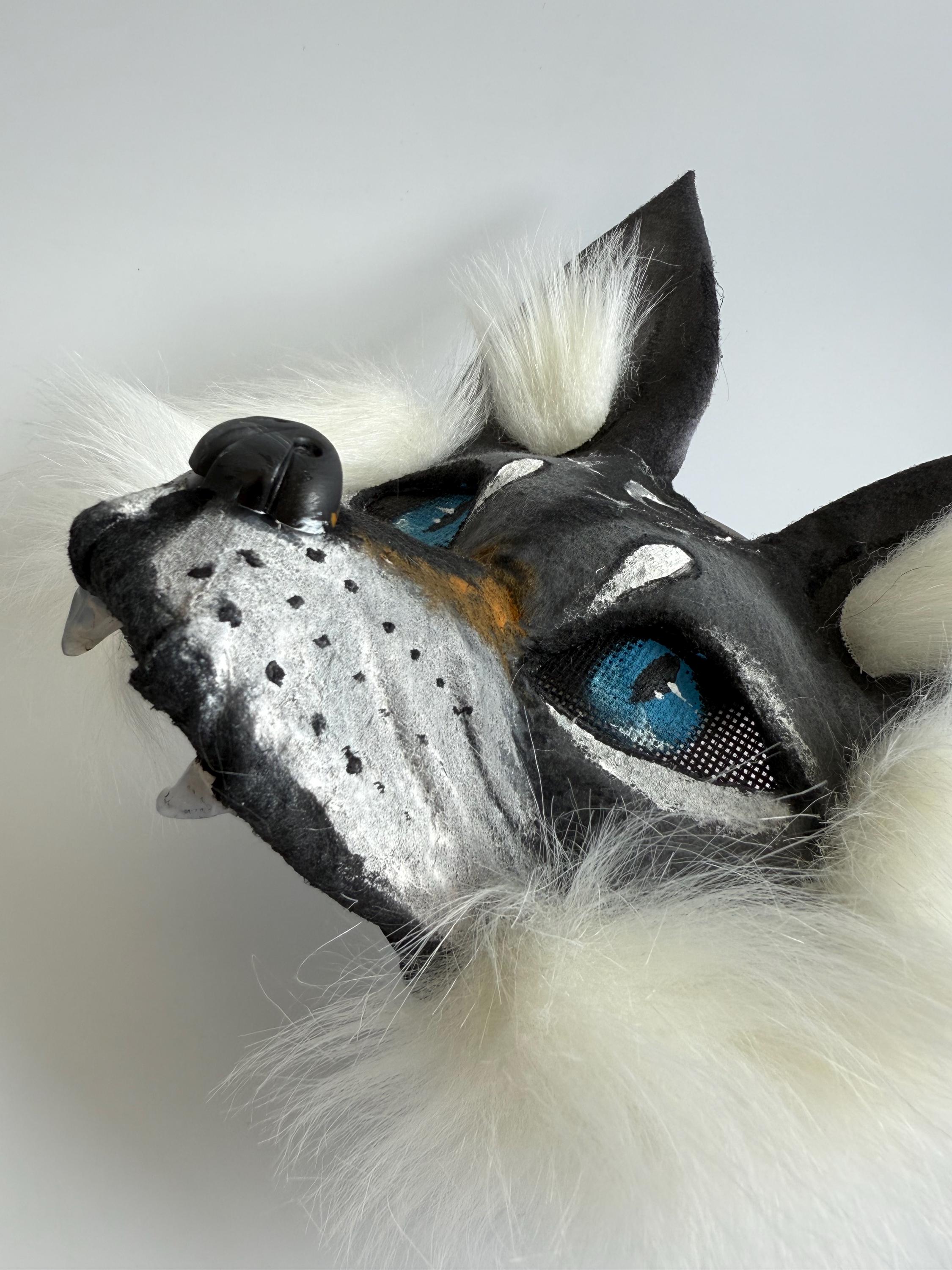 Lunar Wolf Mask and Fluffy Tail Set | Handmade Gray Wolf Cosplay With ...