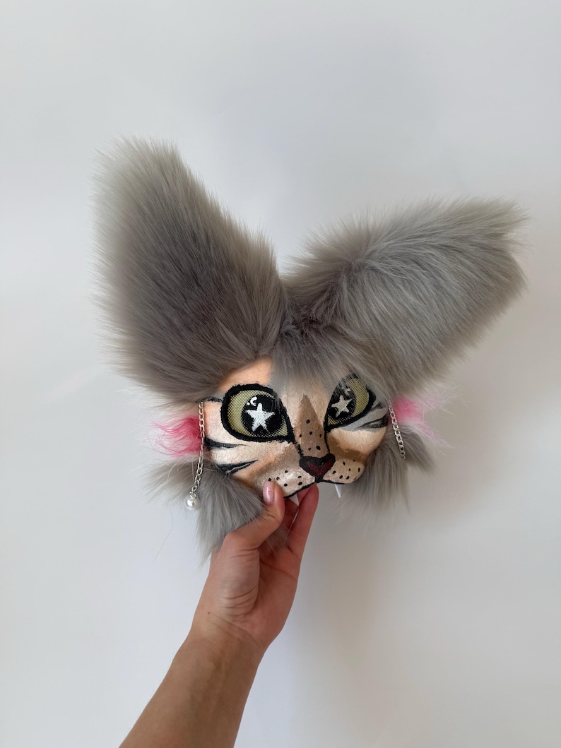 Gray Therian Cat Set | Mask Tail Paws | Quadrobics Cat Mask | Animal ...