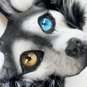 Beautiful Husky Dog Mask With Odd Eyes | Realistic White Black Therian ...