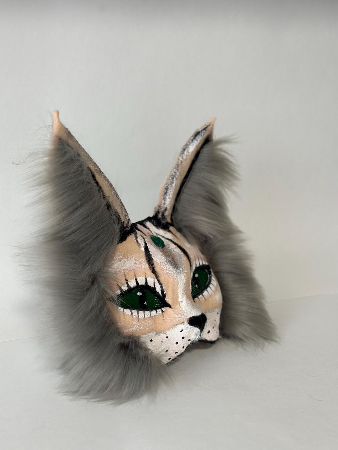 Therian Mask Named Princess Realistic Cat Mask Beige Gray White Cat ...