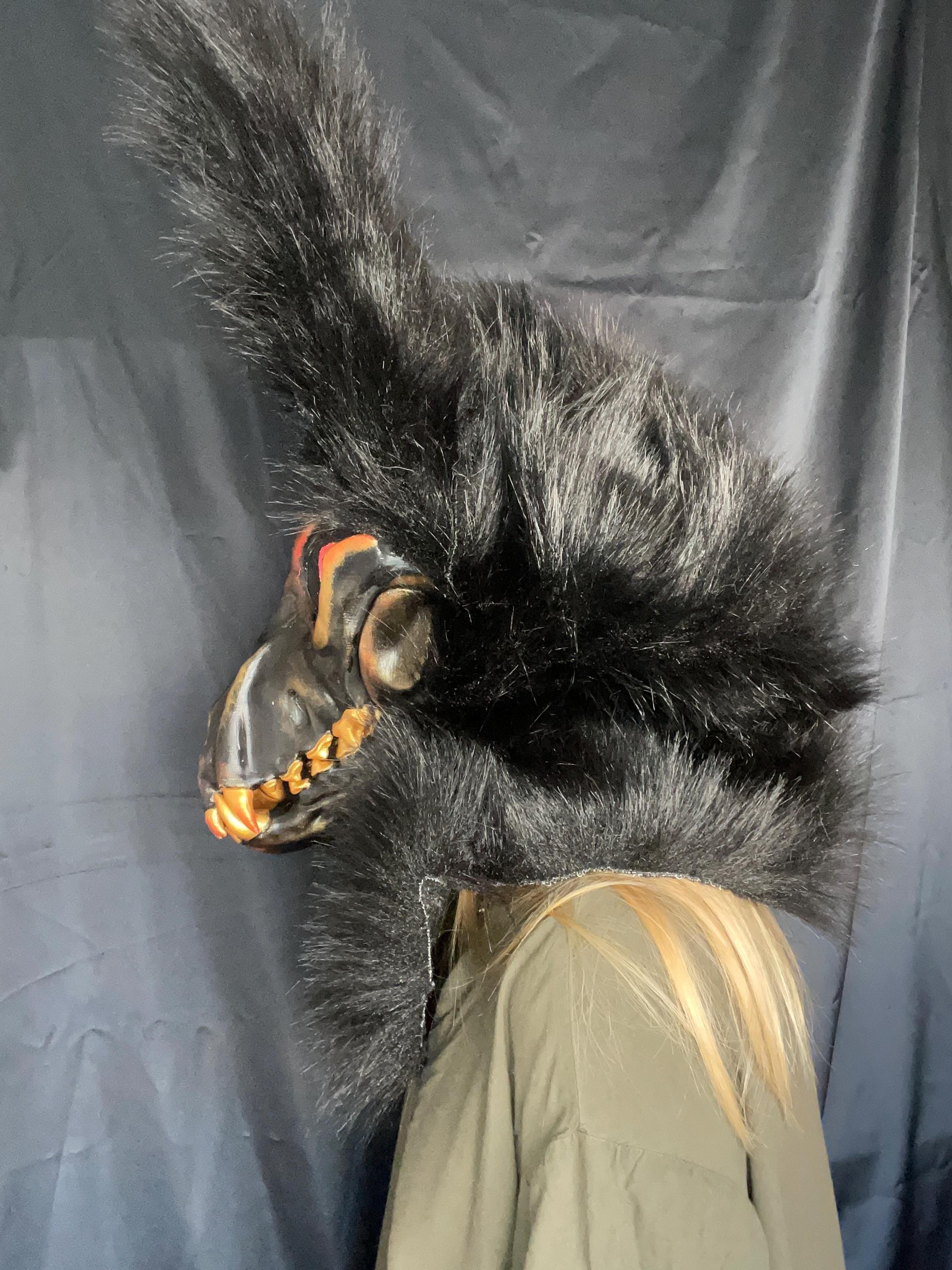 Black Wolf Fursuit Mask Skulldog Design Realistic Look Handmade Furry ...